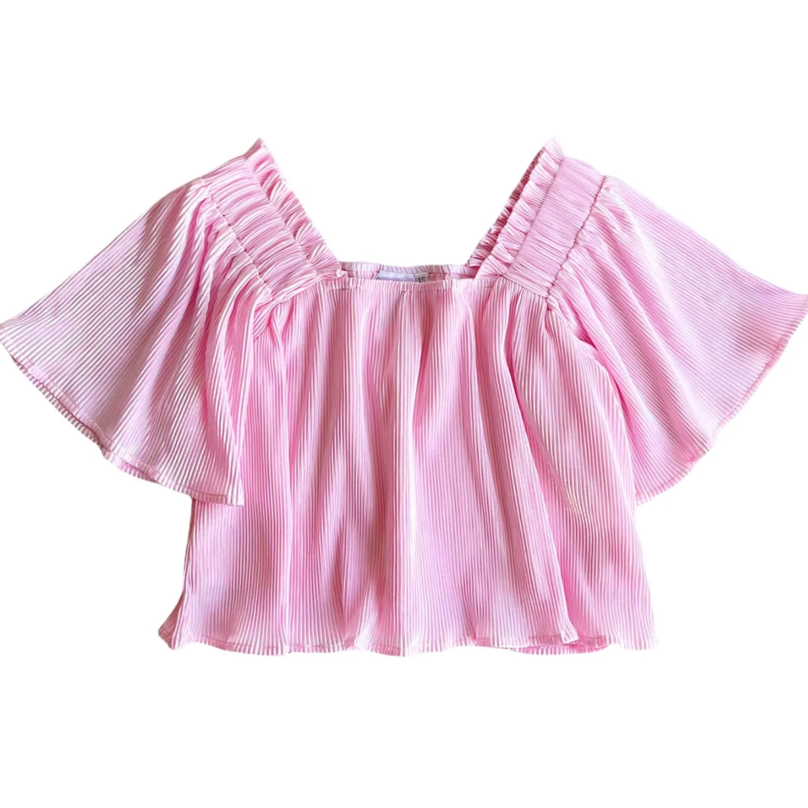 Pale Pink Pleat Flutter Top - Queen Of Sparkles